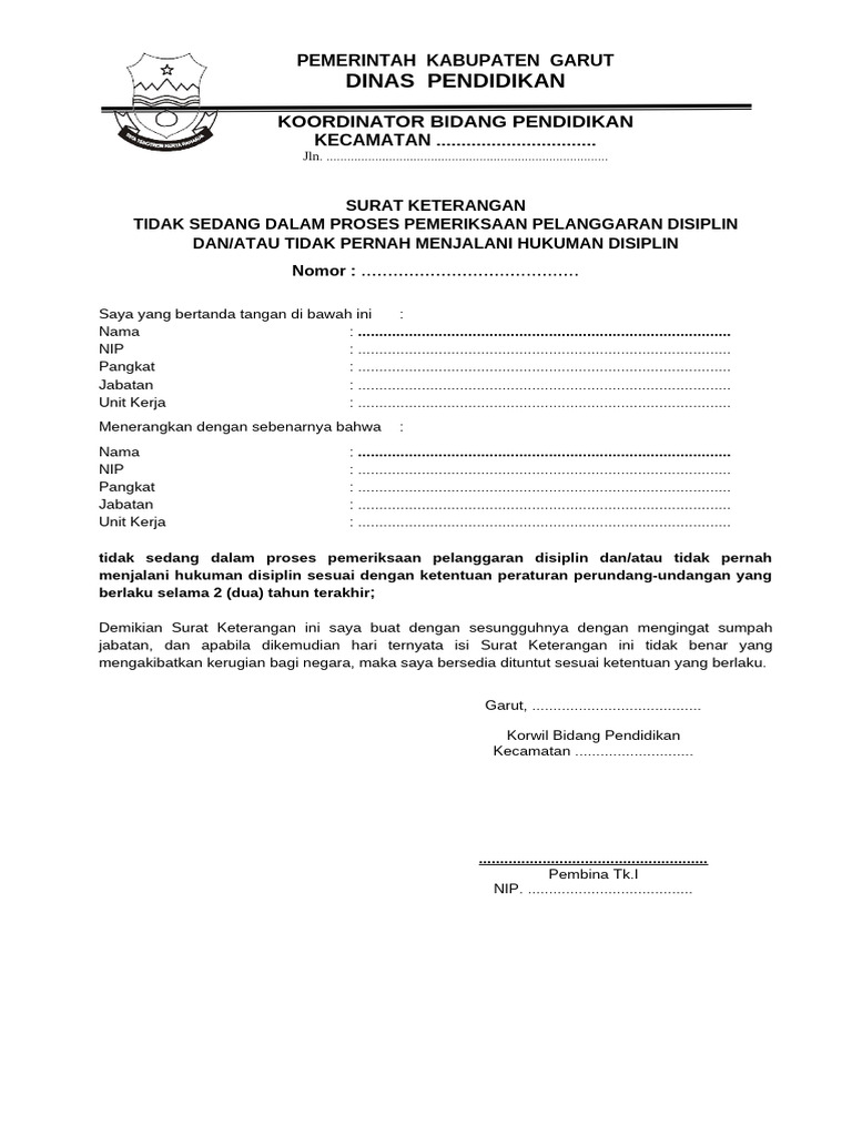 Contoh Suket Bebas Hukdis | PDF