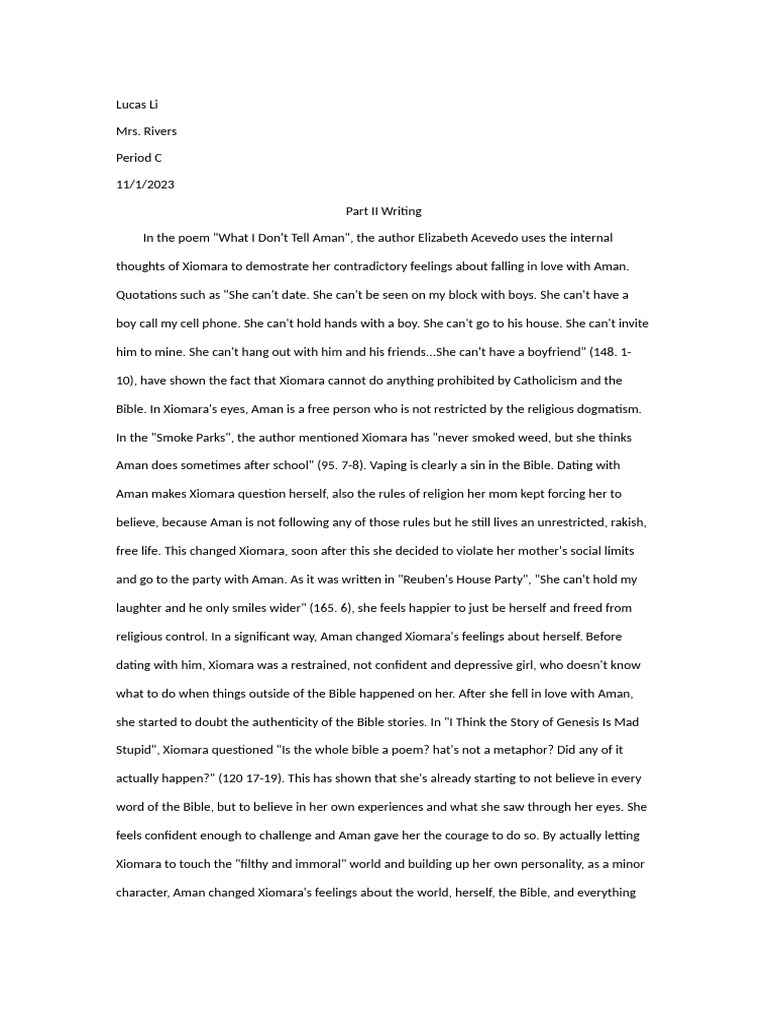 Lucas Li, Part II Writing | PDF