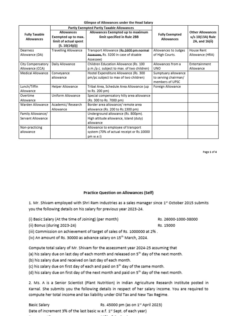 Allowances | PDF | Salary | Taxes