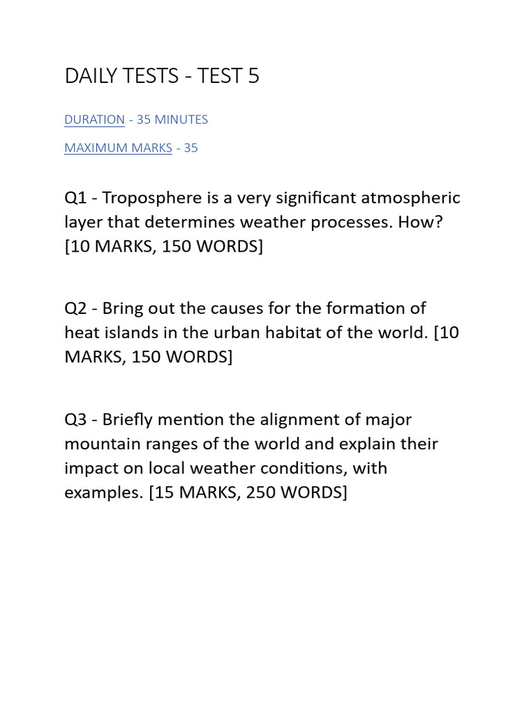 Daily Tests - Test 5 | PDF Daily Tests - Test 5 | PDF