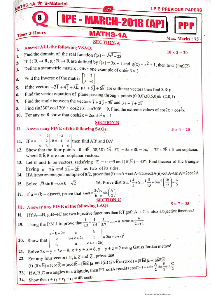 IPE Previous Years Papers | PDF