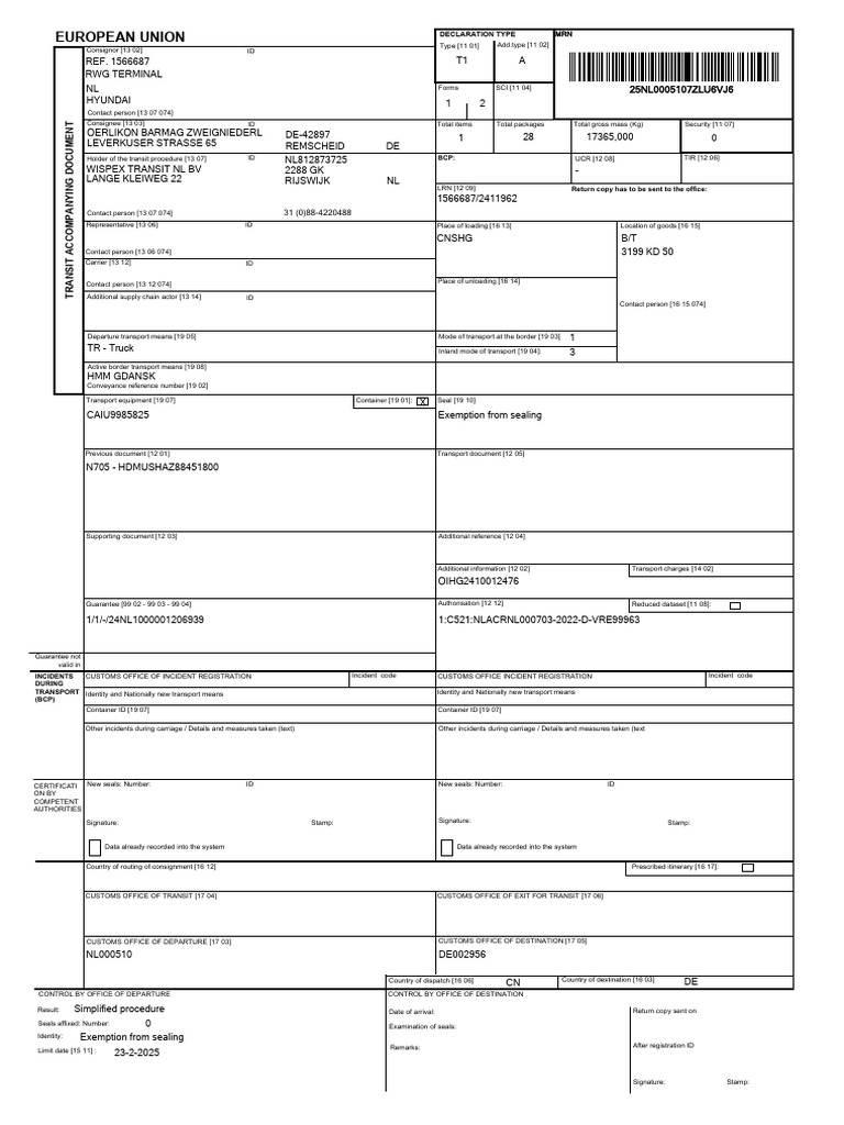 Caiu9985825 + MRN 25nl0005107zlu6vj6 | PDF | Transport