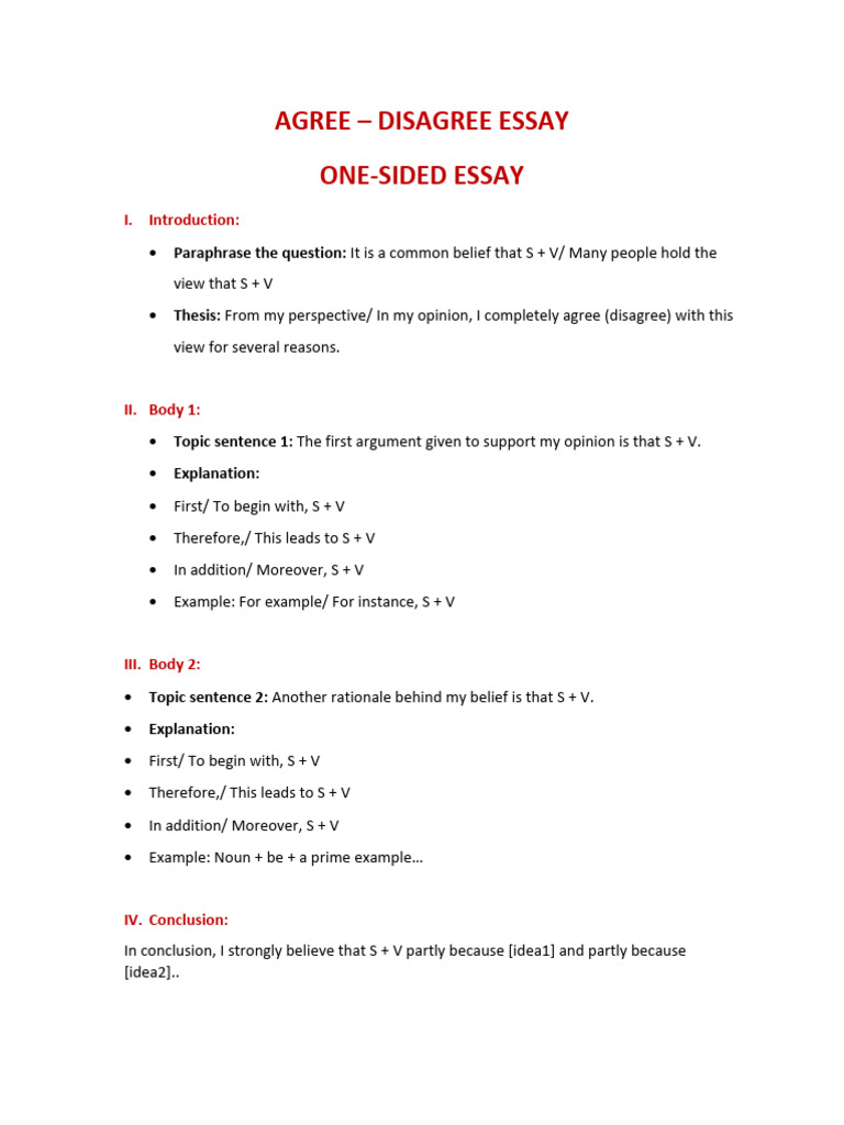 Agree-Disagree Essay Guide | PDF