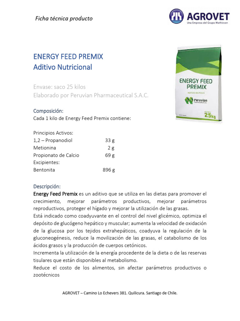 Energy Feed Premix FT | PDF
