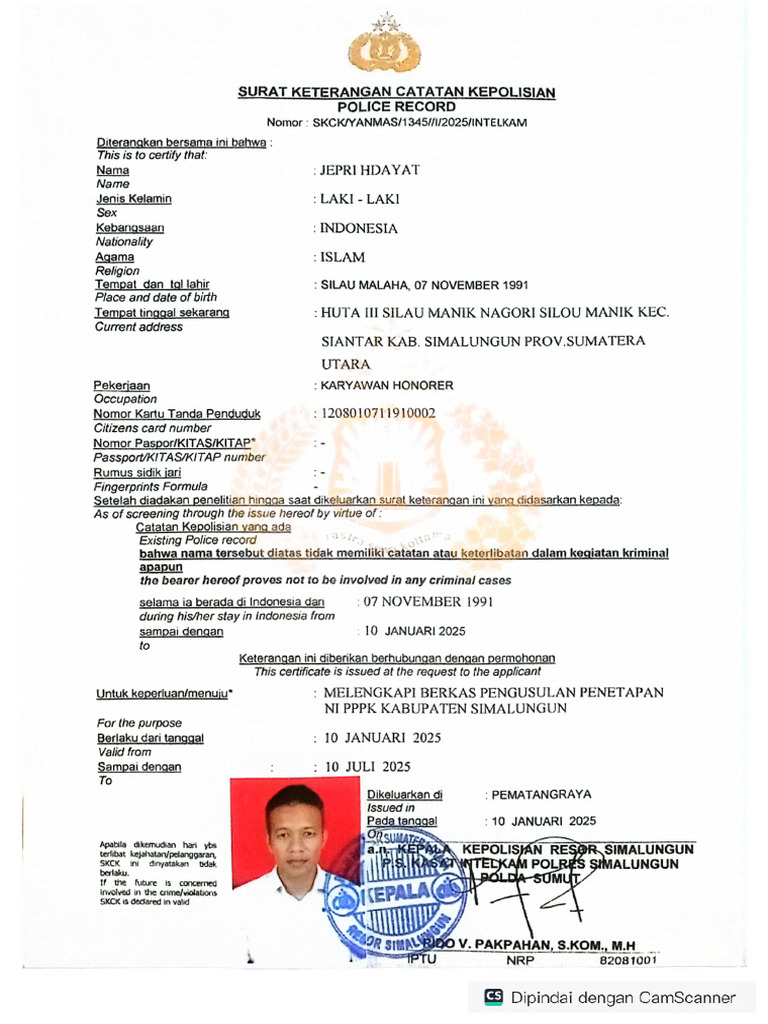 SKCK jepri | PDF