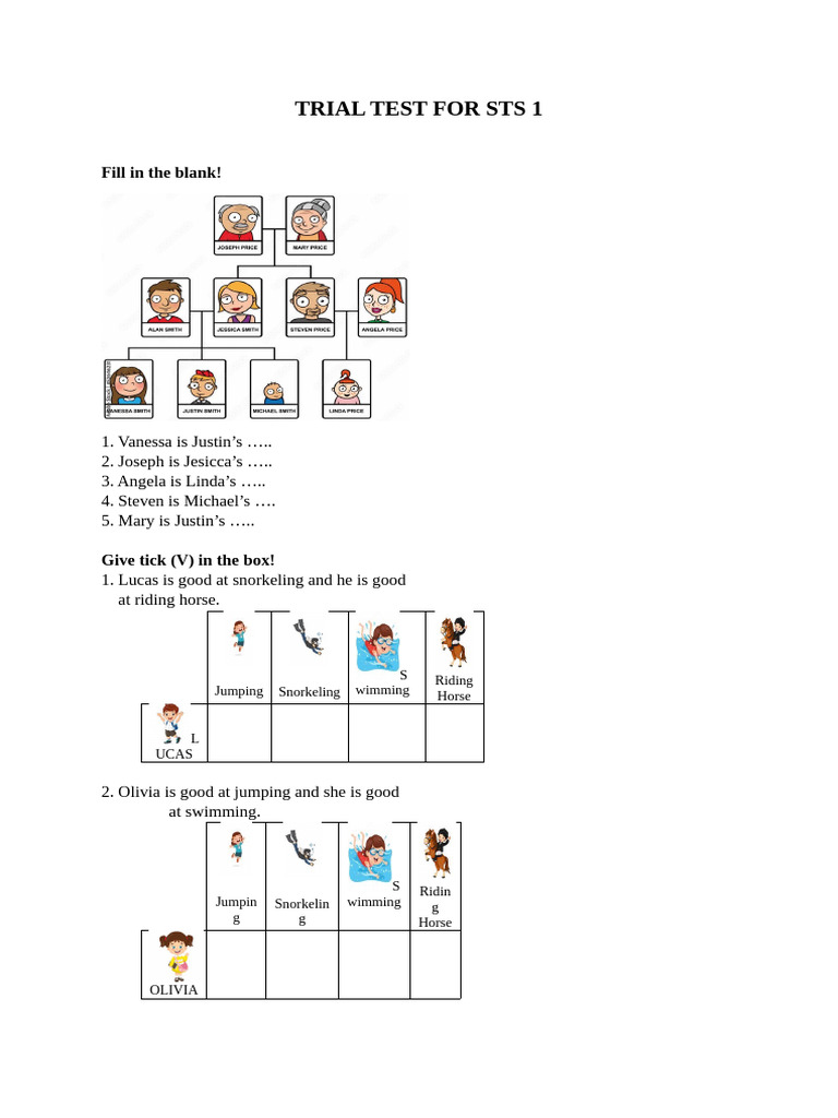 STS 1 Trial Test: Fill in the Blanks | PDF