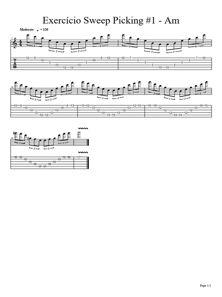 Sweep Picking Exercise Am Moderate | PDF