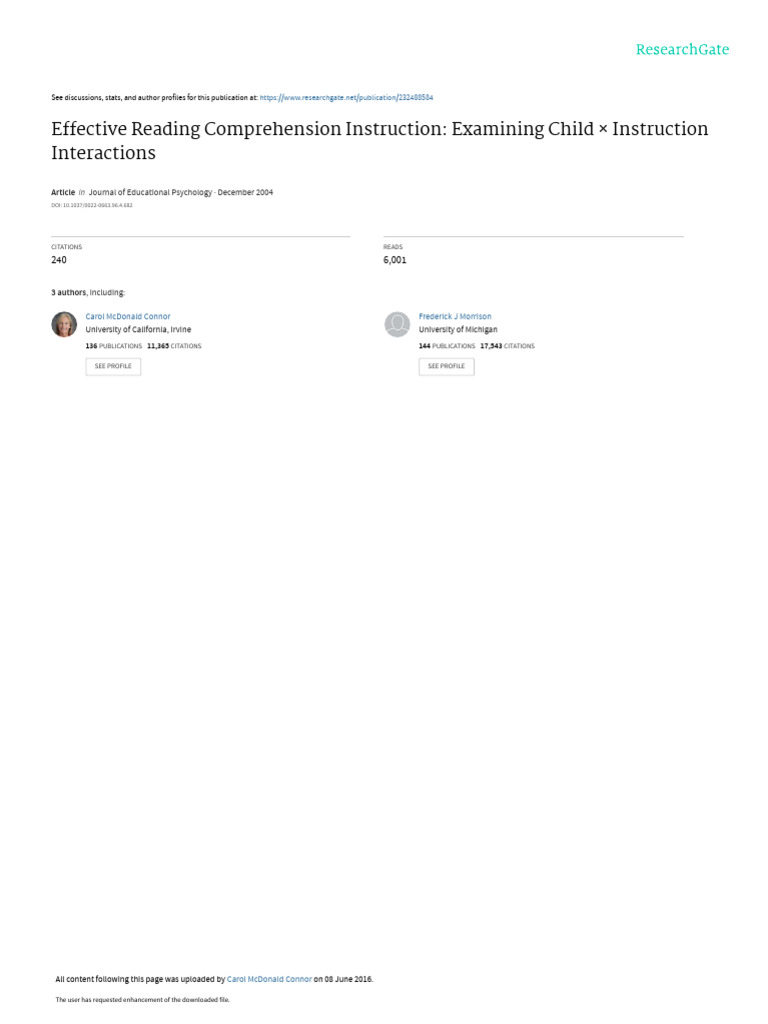 Effective Reading Comprehension Instruction | PDF | Reading ...