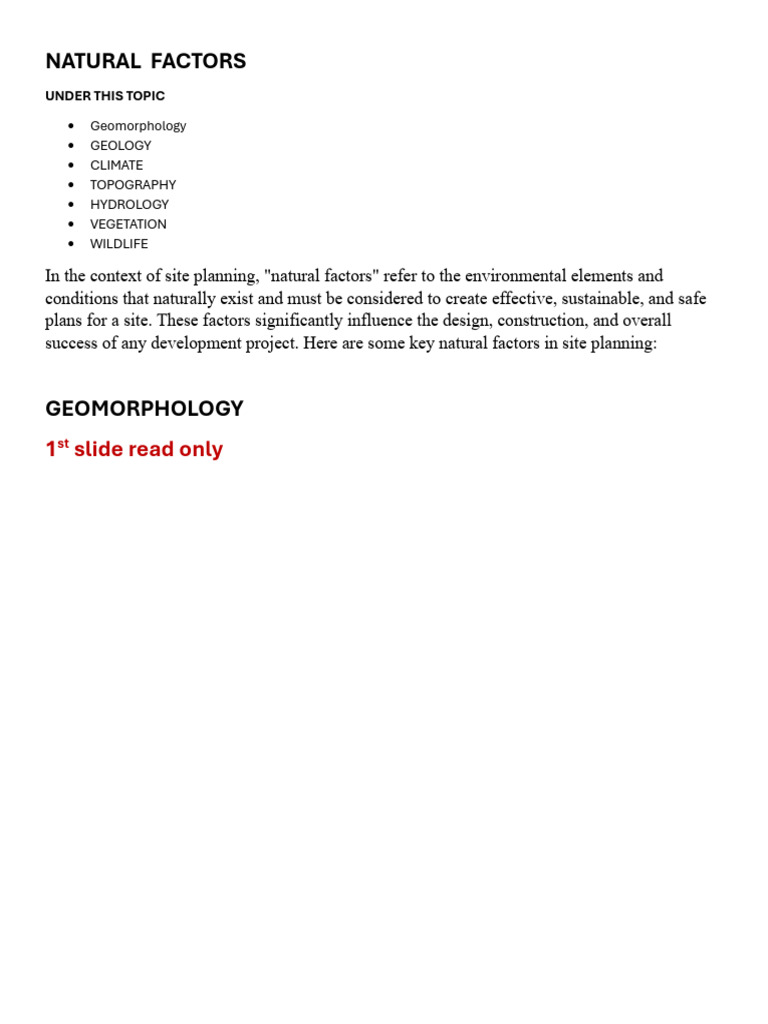 NATURAL FACTORS REPORT | PDF | Rock (Geology) | Soil