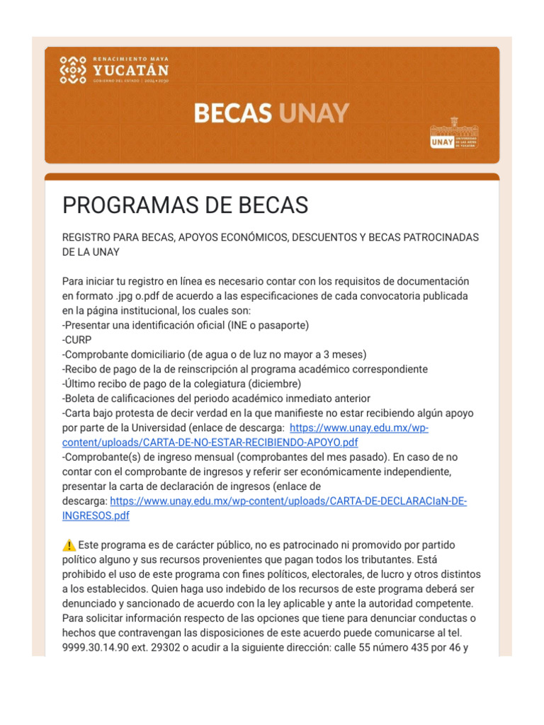 Registro de Becas UNAY | PDF
