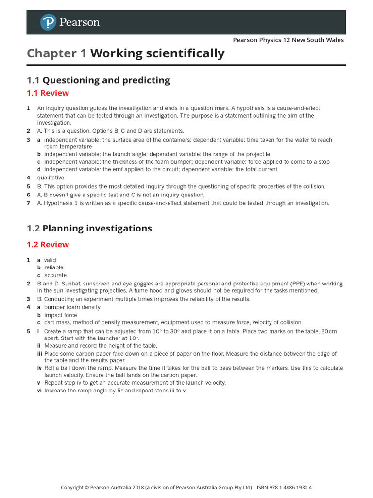 Pearson Physics 12: Scientific Inquiry Guide | PDF | Observational ...