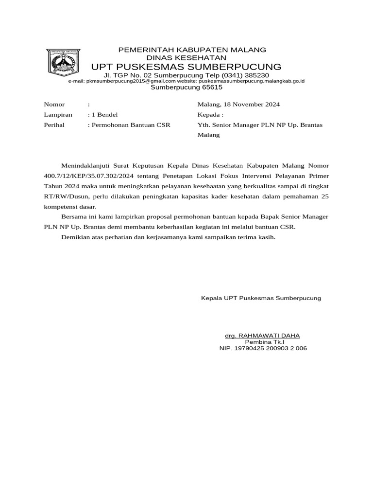 Surat Permohonan CSR Kader ILP | PDF