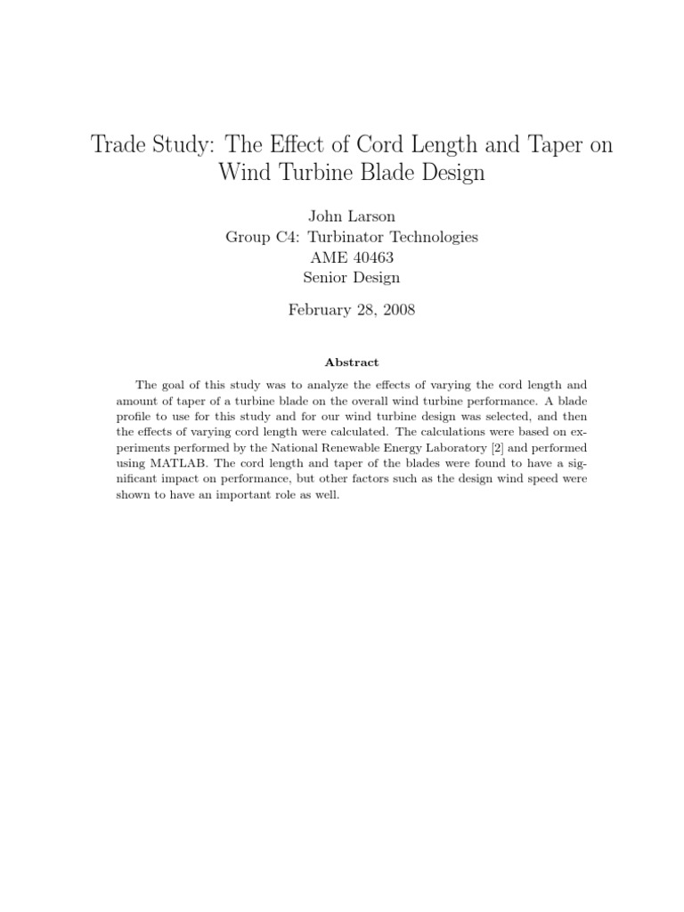 Cord Length & Taper Effects on Turbine Blades | PDF | Wind Power | Turbine