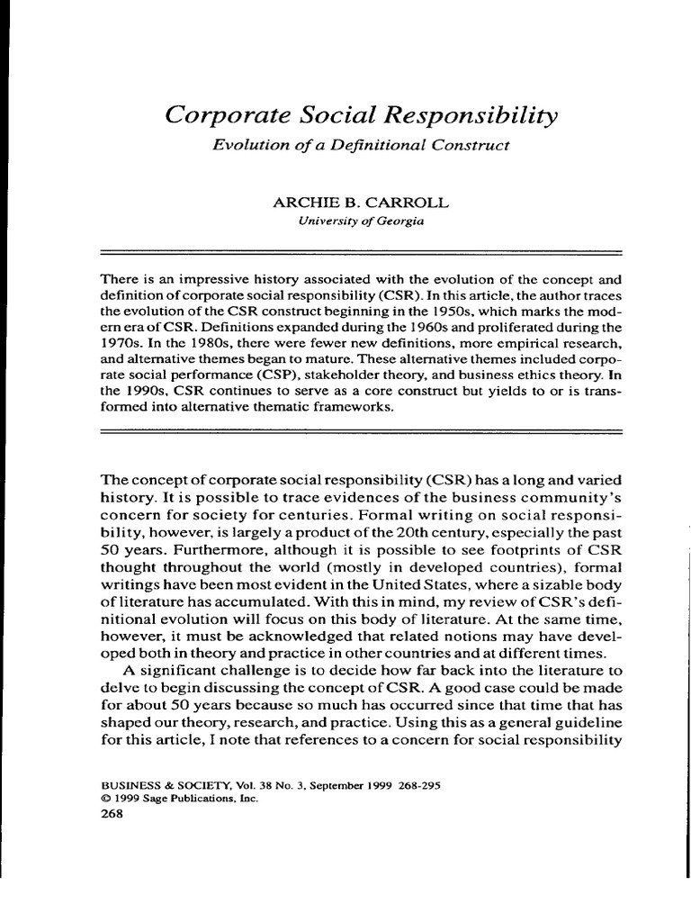 Archie B. Carroll Corporate - Social - Responsibilit | PDF | Copyright ...