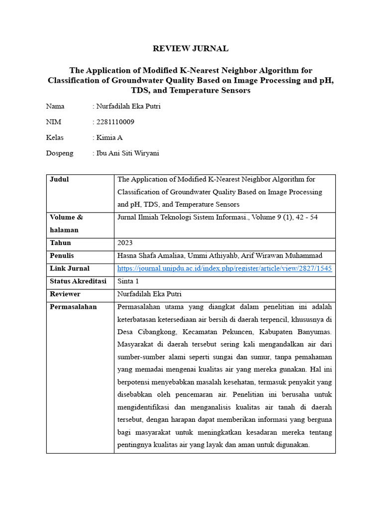 Review Jurnal-Nurfadilah Eka Putri-Kimia A-Kimia-Tugas Remedial Praktikum Kimia Fisika | PDF