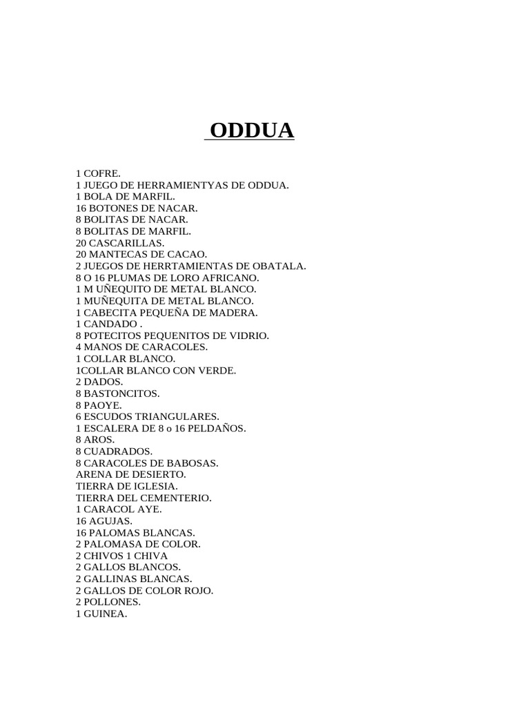LISTA DE ODDUA | PDF