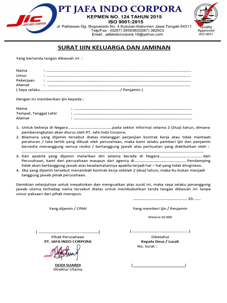 SURAT IJIN JIC Informal ART | PDF