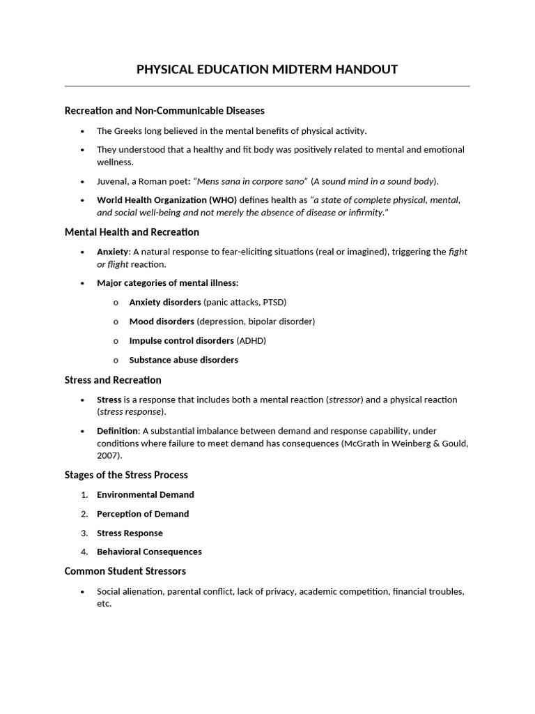 Mental Health Benefits of Recreation | PDF | Mental Disorder | Stress ...