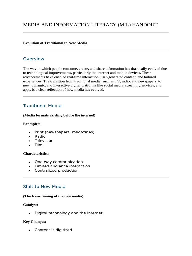 MIL-HANDOUT (1) | PDF | Communication | Nonverbal Communication