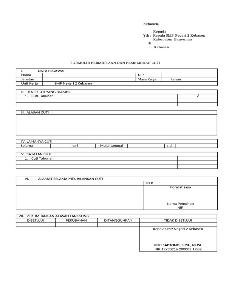 Permohonan Cuti Asn | PDF