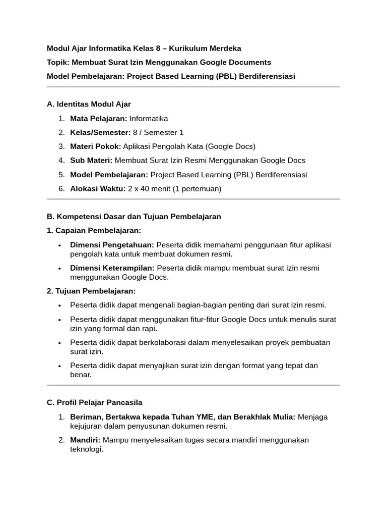 Contoh Modul TIK Kls 8 | PDF
