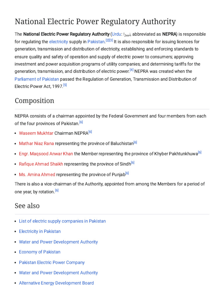 National Electric Power Regulatory Authority - Wikipedia | PDF ...