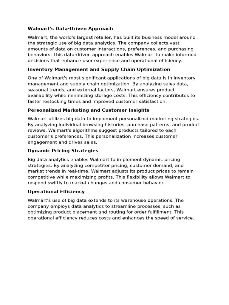 Walmart's Big Data Strategy Explained | PDF