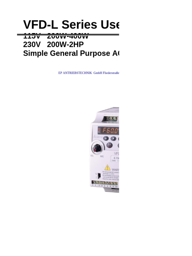 DELTA - VFD-L - Quickstart - Manual VFD KONVEYOR RETAIL | PDF ...