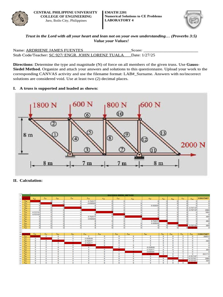 Truss Force Analysis Lab Instructions | PDF