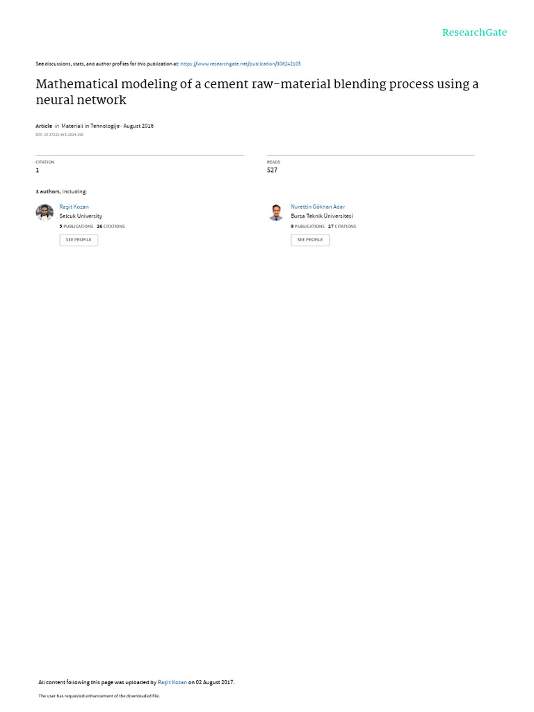 Mathematical Modeling of A Cement Raw-Material Ble | PDF | Applied ...