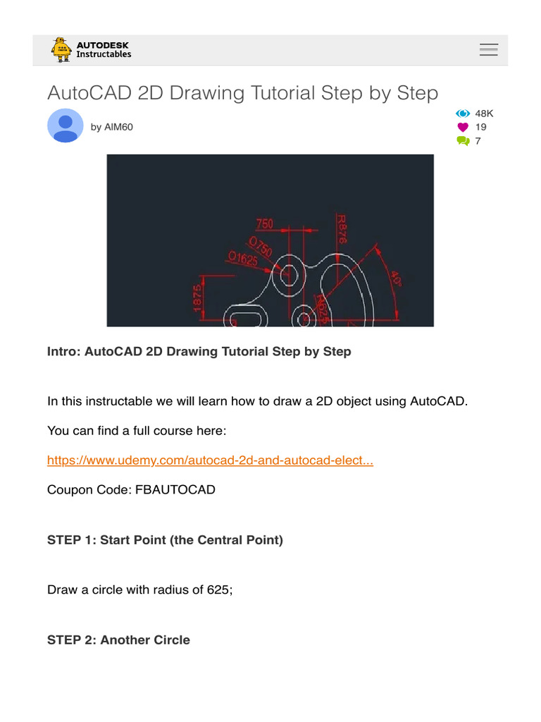 AutoCAD 2D Drawing Guide Steps | PDF | Circle | Shape