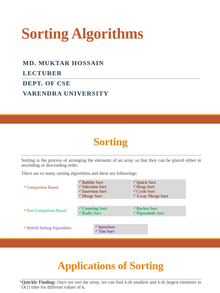6 Sorting Algorithms | PDF | Applied Mathematics | Algorithms 6 Sorting Algorithms | PDF | Applied Mathematics | Algorithms