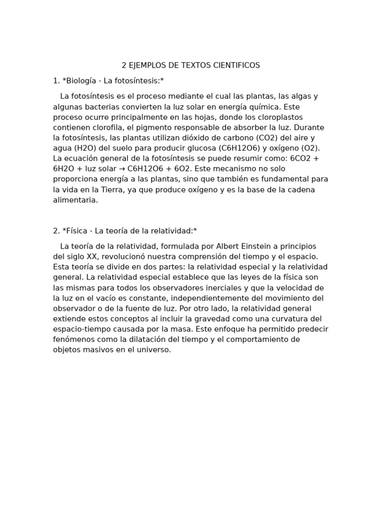 2 Ejemplos de Textos Cientificos | PDF