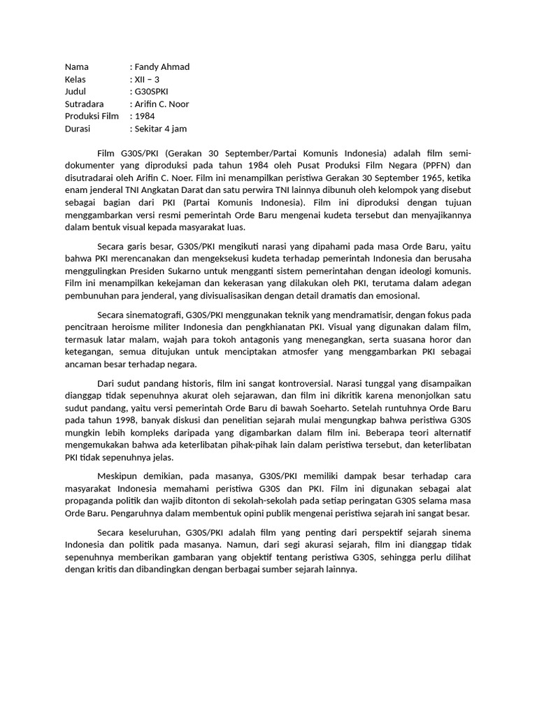 Resensi G30SPKI Fandy | PDF