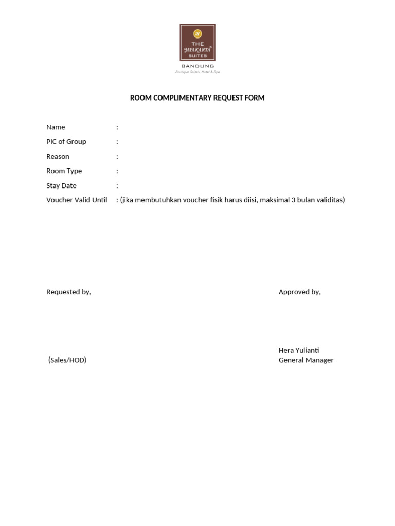 Room Reservation Compliment Form | PDF