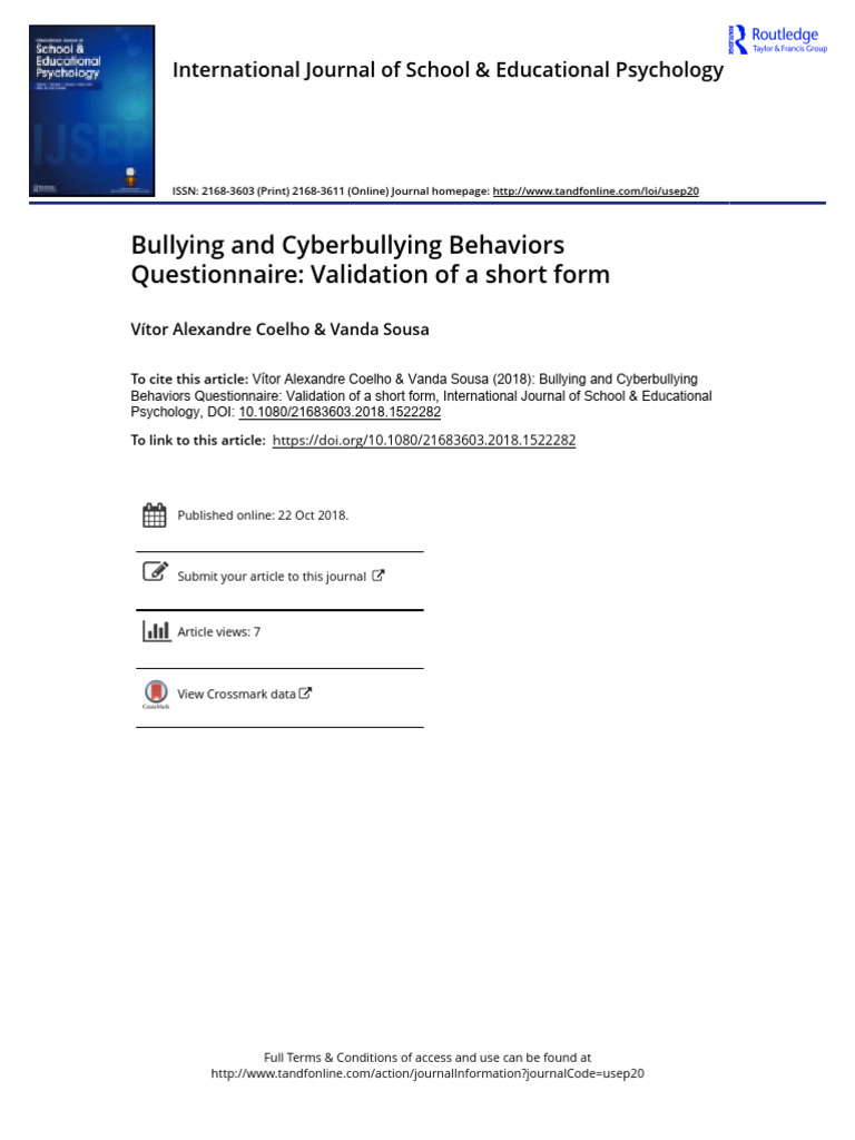Bullying and Cyberbullying Questionnaire Validation | PDF ...