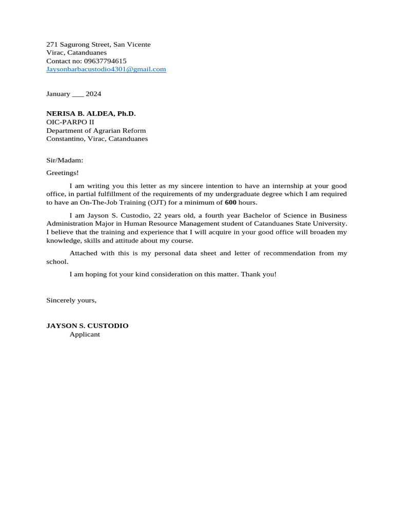 Application Letter | PDF