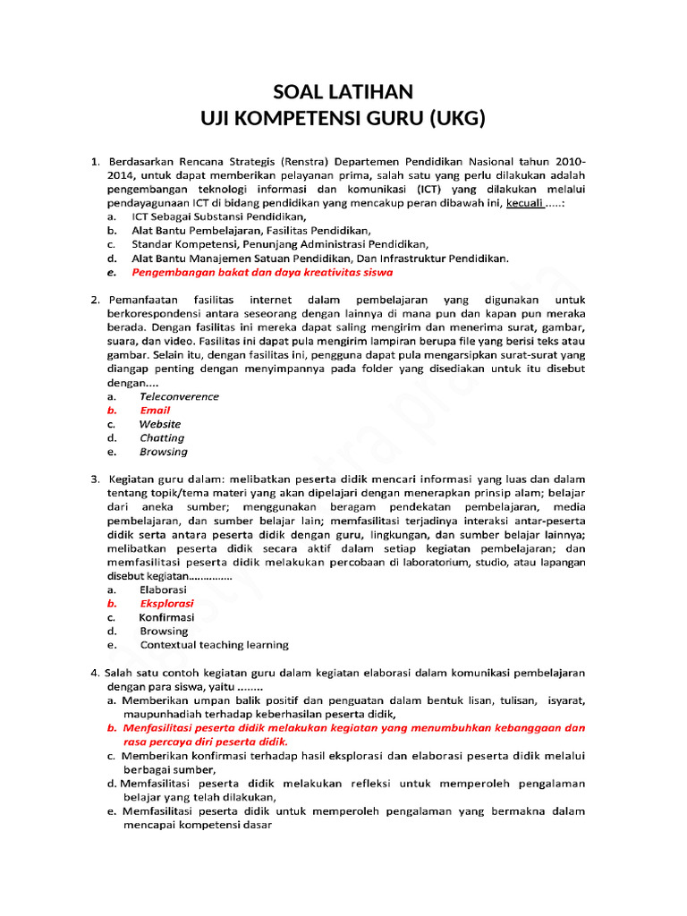 Soal Latihan Ukg | PDF