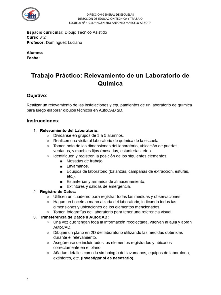 Trabajo Práctico de Dib. Tec. Asist. Relevamiento de Lab. | PDF ...