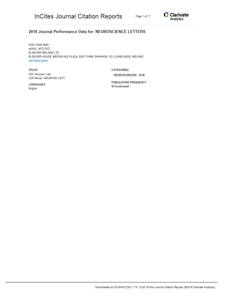 2018 Jci - Neuroscience Letters | PDF | Scholarly Communication ...