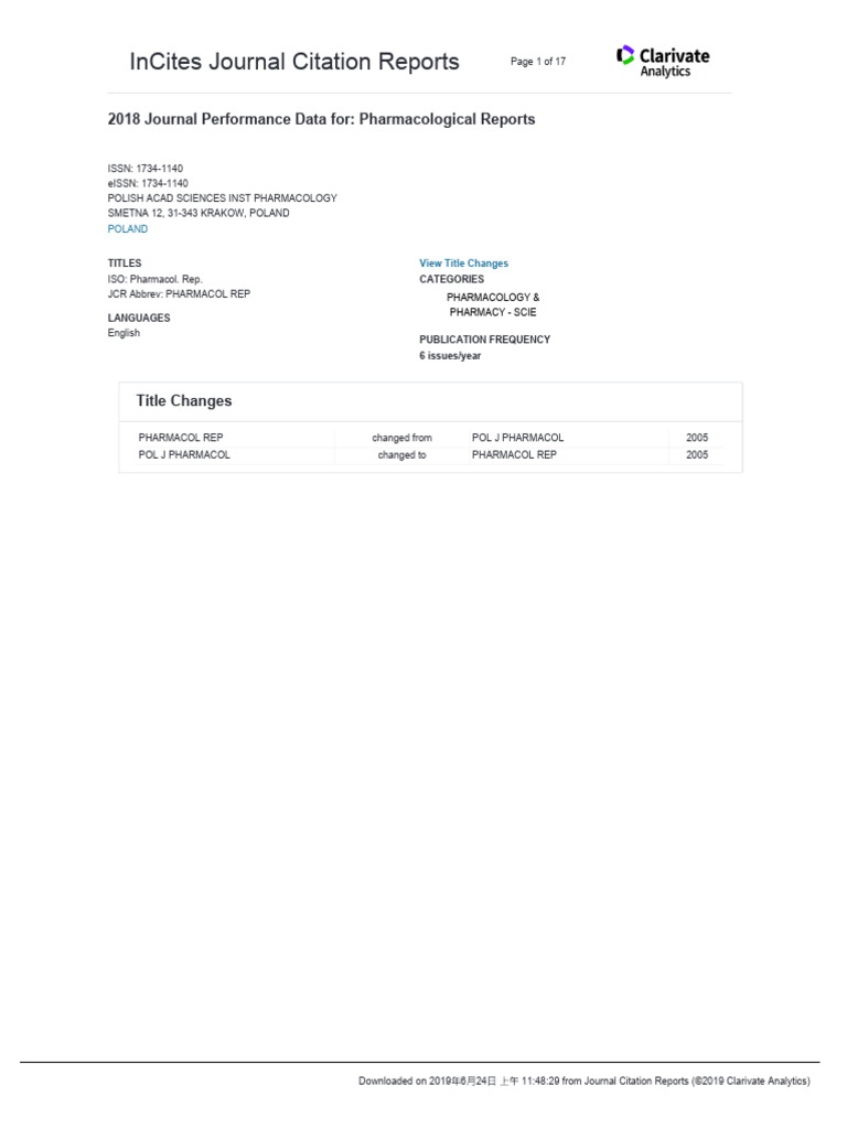 2018 JCI - Pharmacological Reports | PDF | Scholarly Communication ...