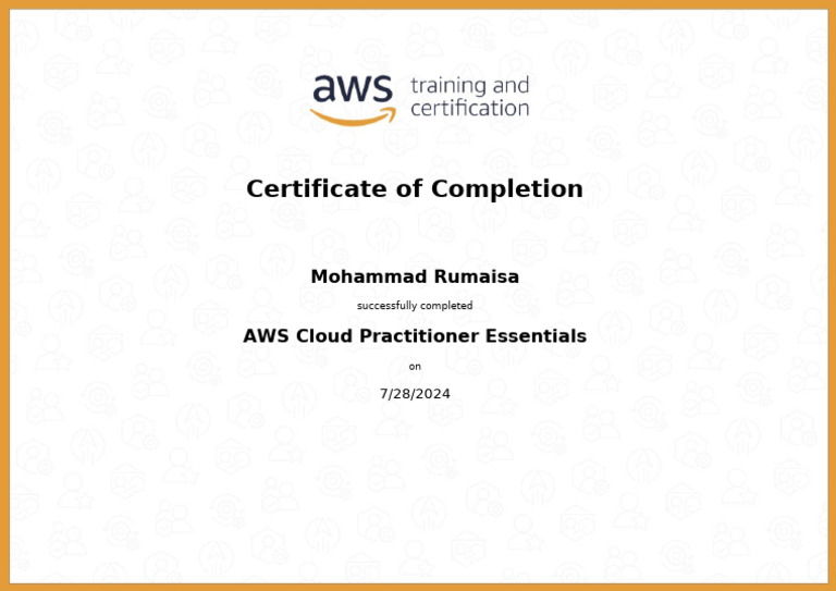 AWS Cloud Practitioner Completion Certificate | PDF
