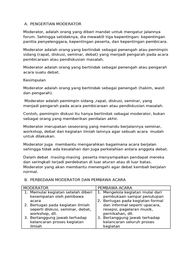 Tugas dan Sikap Moderator Diskusi | PDF