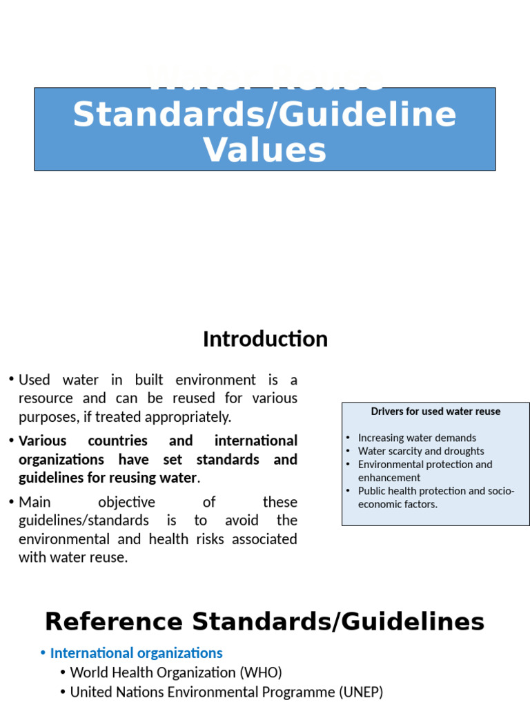 Water Reuse Standards and Guidelines | PDF | Reclaimed Water | Pollution