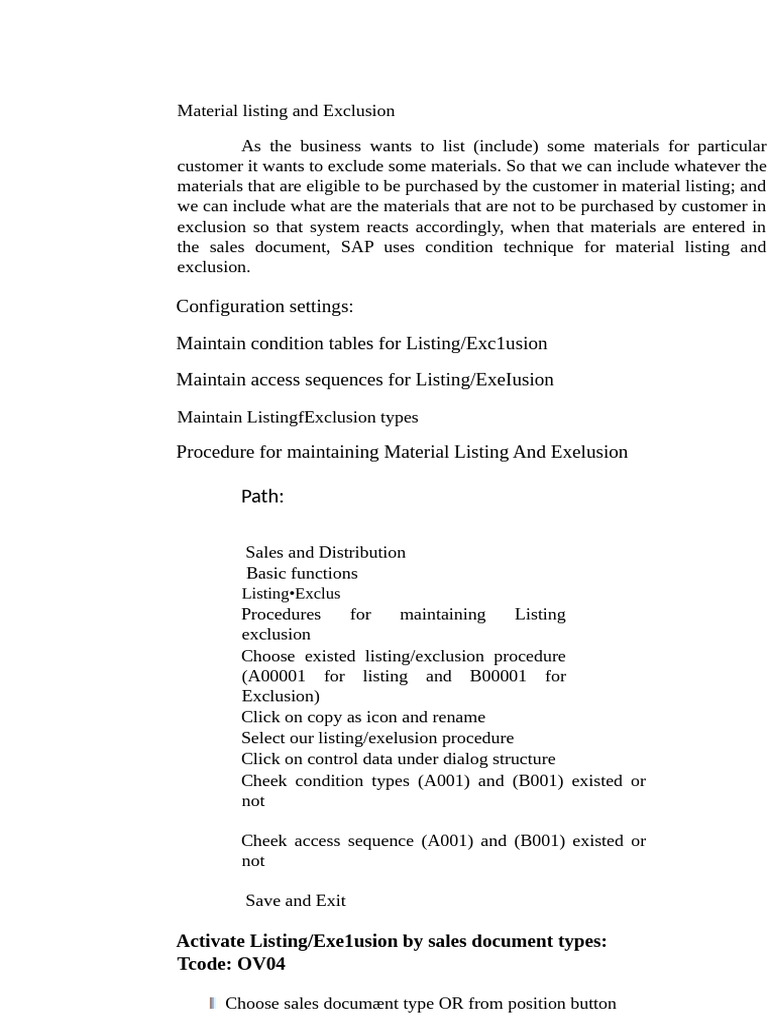 Material Listing&exclusion | PDF