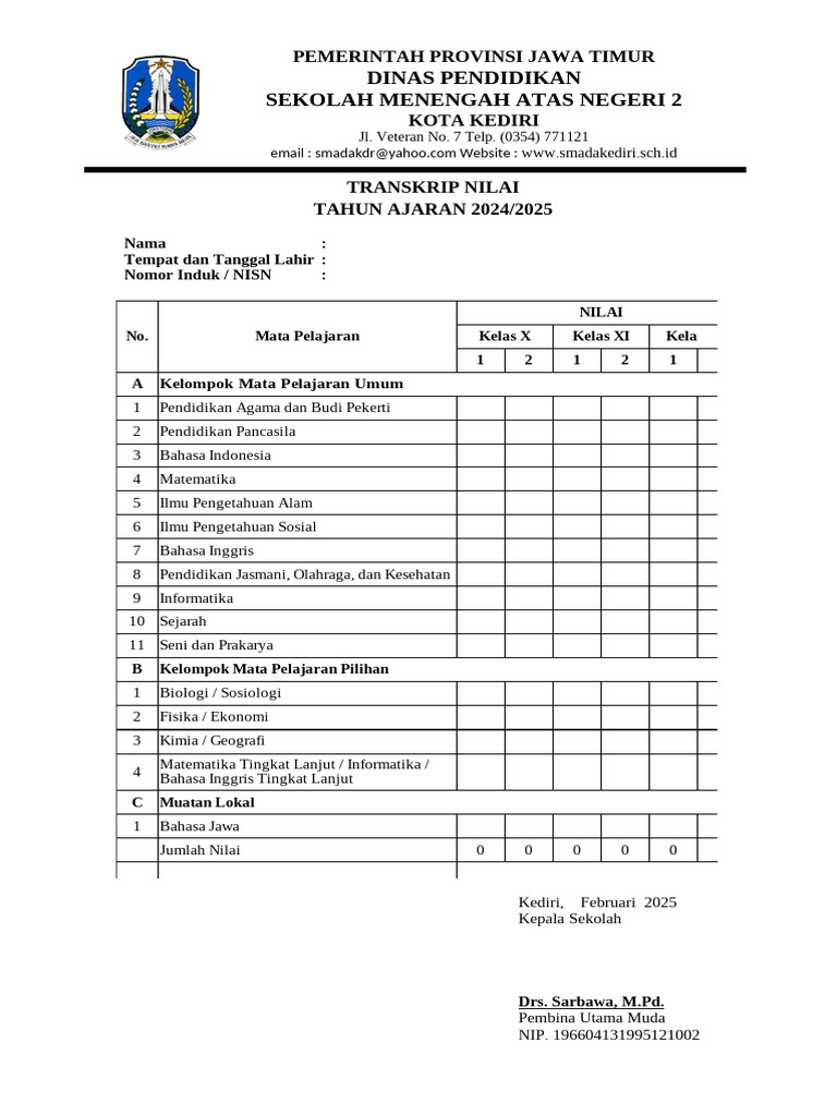 Transkrip Kurmer | PDF