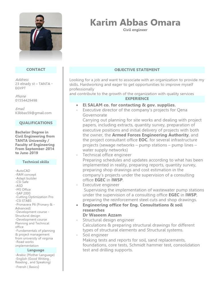 karim cv 2024 (1) | PDF | Water Supply | Hydraulic Engineering