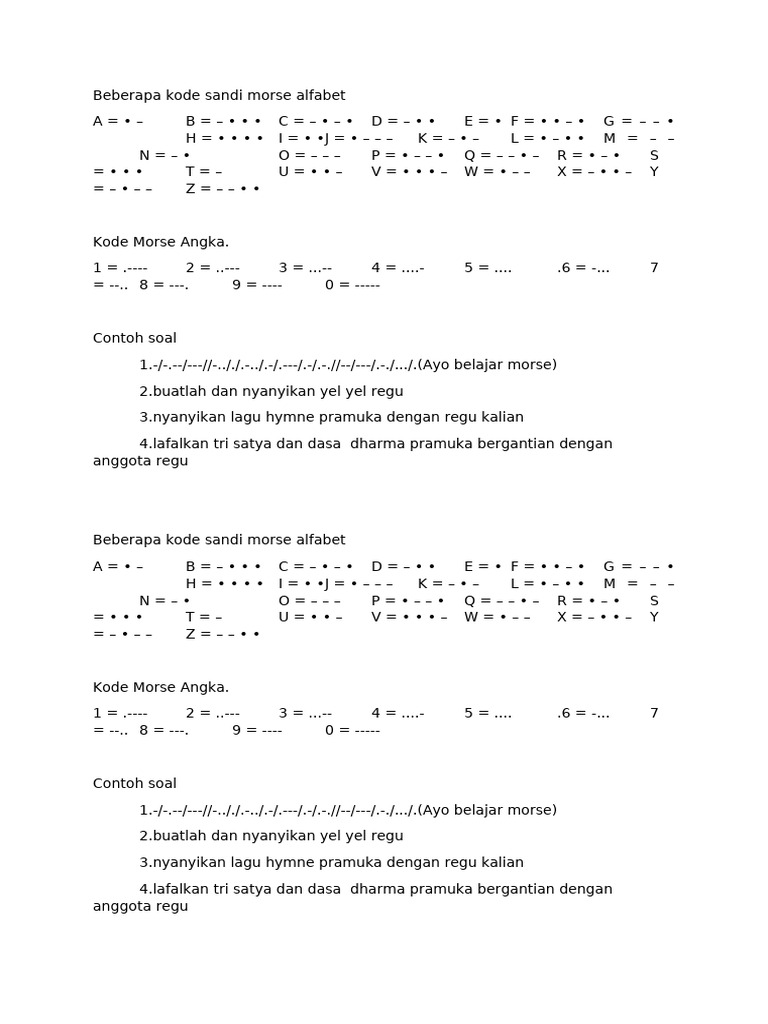 Panduan Kode Morse dan Contoh Soal | PDF
