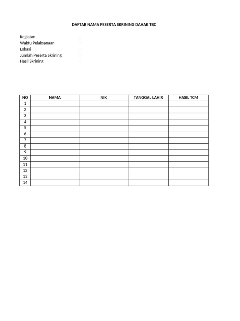 form skrining tbc | PDF