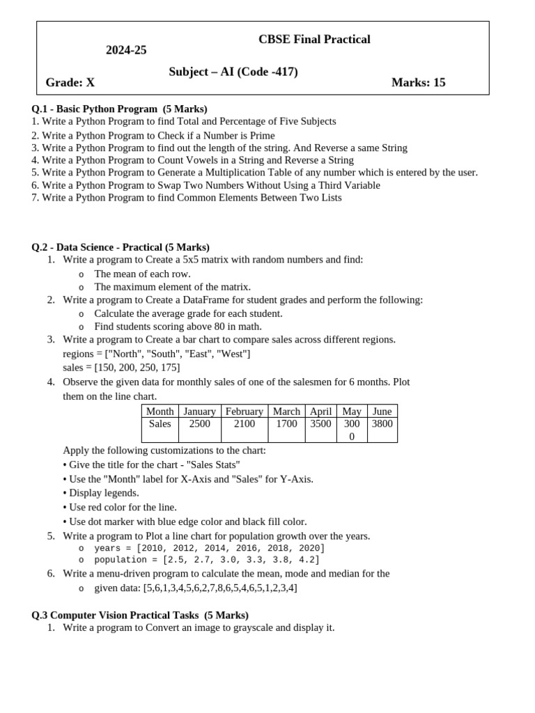 CBSE Final Practical List | PDF | String (Computer Science) | Python ...